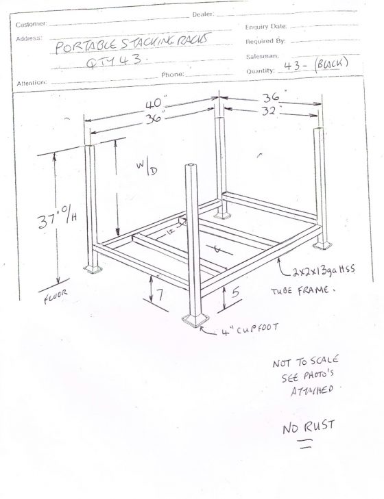 Item #421: Steel Portable Racks 40" x 36" x 37" o/h | RDR Steel Sales