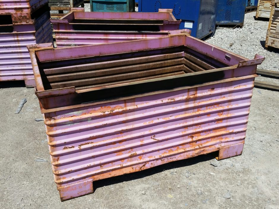 Item #863: Steel Corrugated Bins, No Gates, Solid Floors, OD: 63.5" x ...