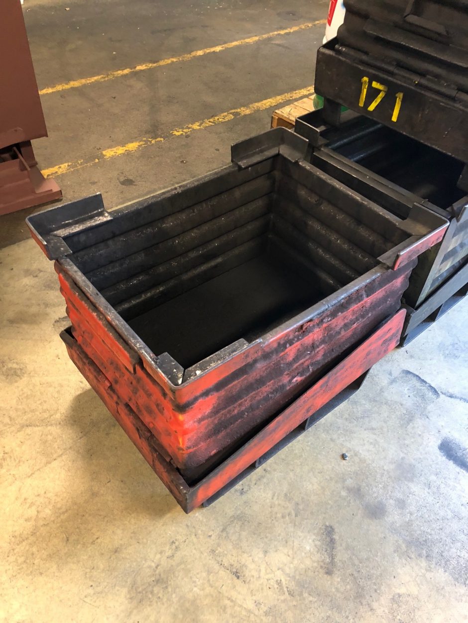 Item #1057: Steel Drop Bottom Bins OD: 31" x 23" x 24" o/h; ID: 18.5" x ...